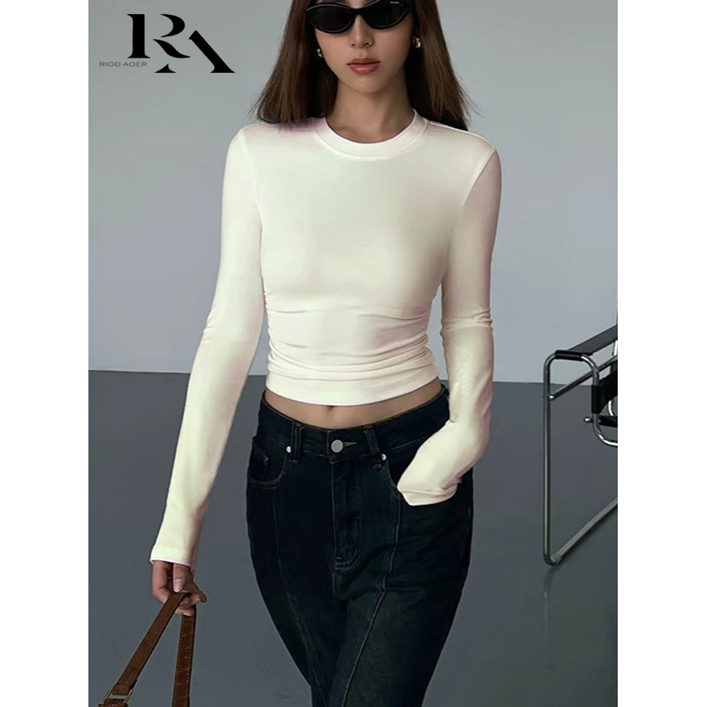Jual RIOD AOER 99kOUTLET Women Slim Fit Crop Top Long Sleeve Crew Neck ...