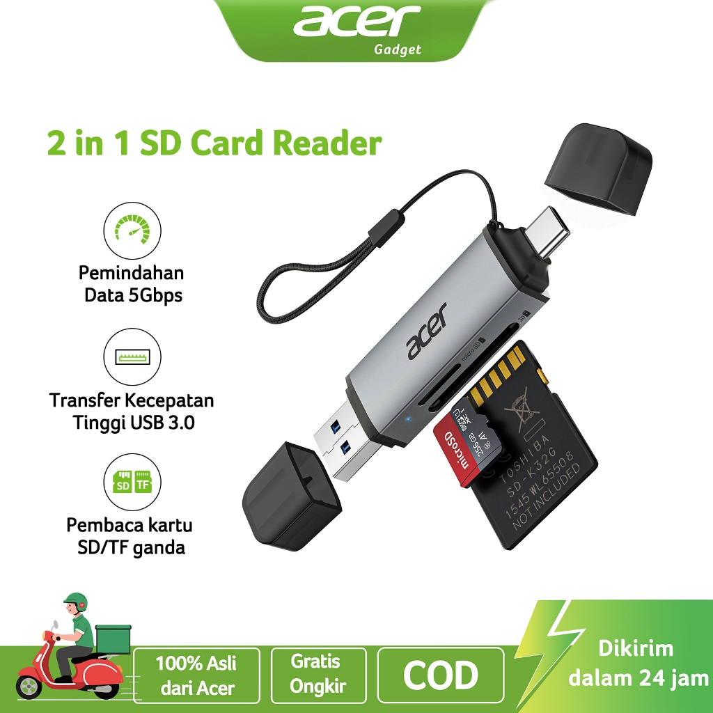 Jual acer Pembaca Kartu SD USB 3.0 C/A 2 in 1 Card Reader OTG Slot ...