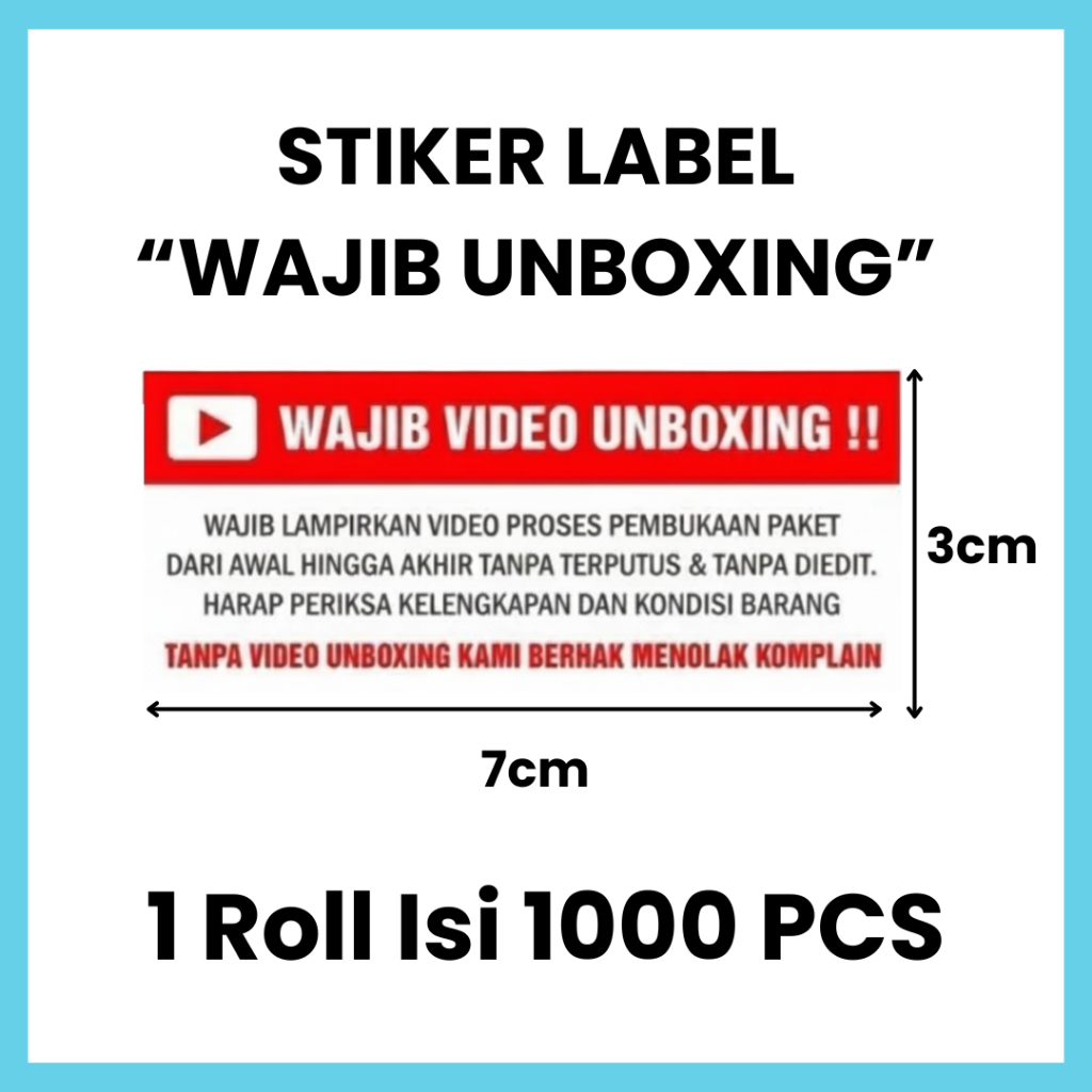 Jual Sticker Label Wajib Video Unboxing 1 Roll Isi 1000 Pcs Stiker ...