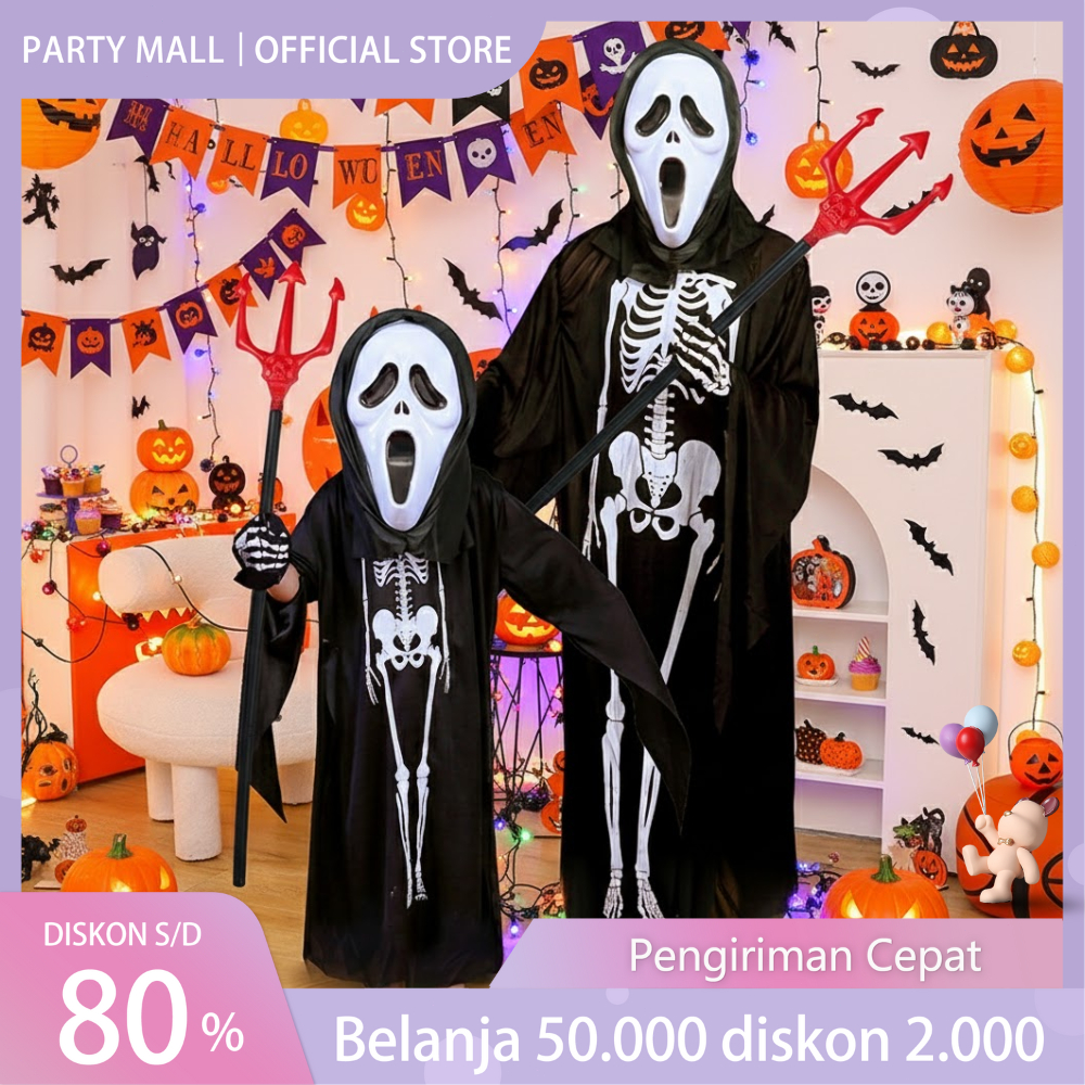 Jual Kostum Hantu Baju Tulang Tengkorak Scream / Skeleton /Jubah Tulang ...