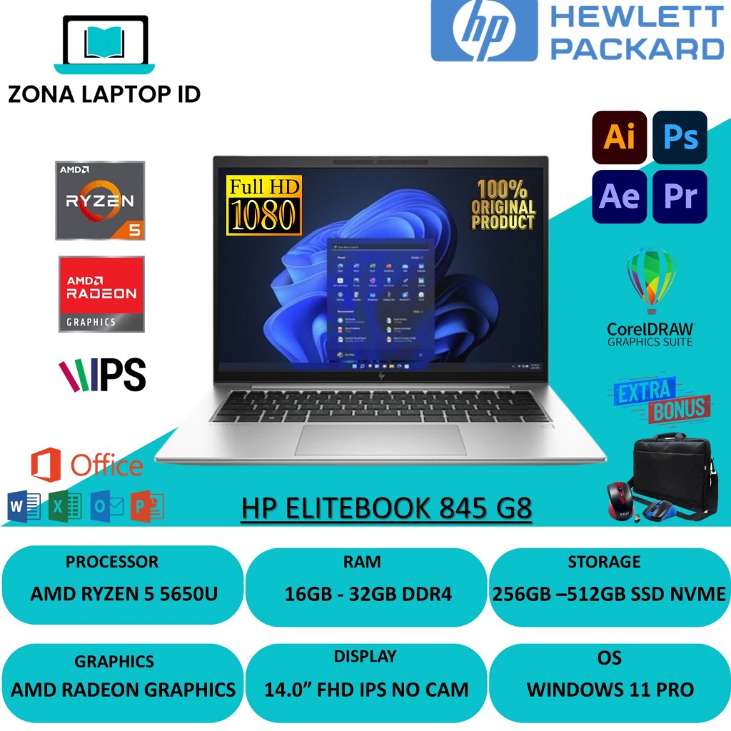 Jual HP Elitebook 845 G8 Gaming Ryzen 5 Pro 5000 Series Ram 32GB SSD ...