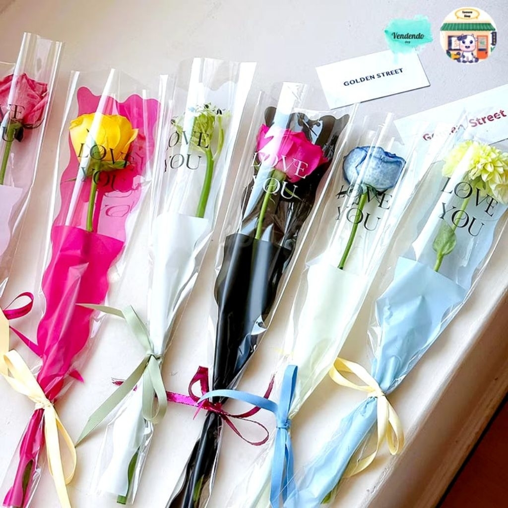 Jual 1 Pcs Plastik Single Flower Rose Bunga Love You ll Plastik Bunga ...