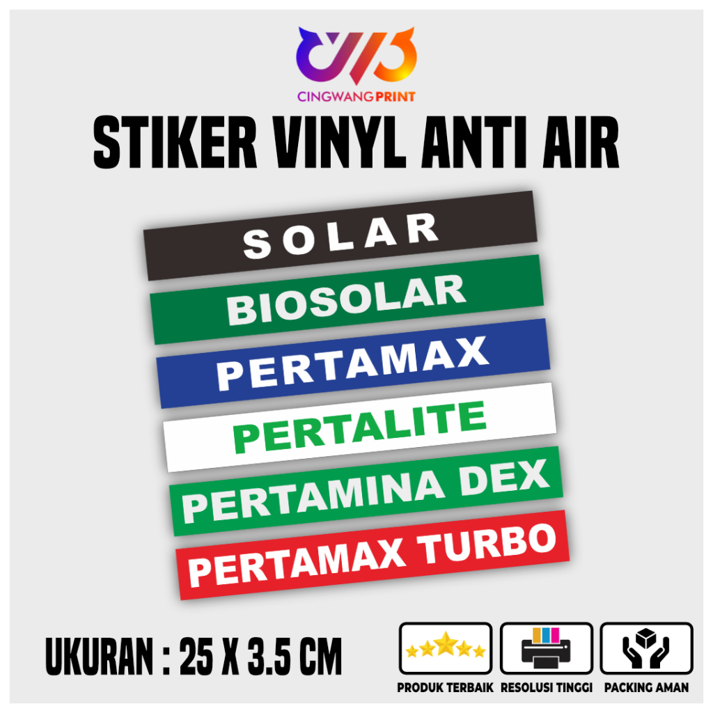 Jual Stiker Vinyl Anti Air Pertalite Pertamax Solar Biosolar Pertamina ...