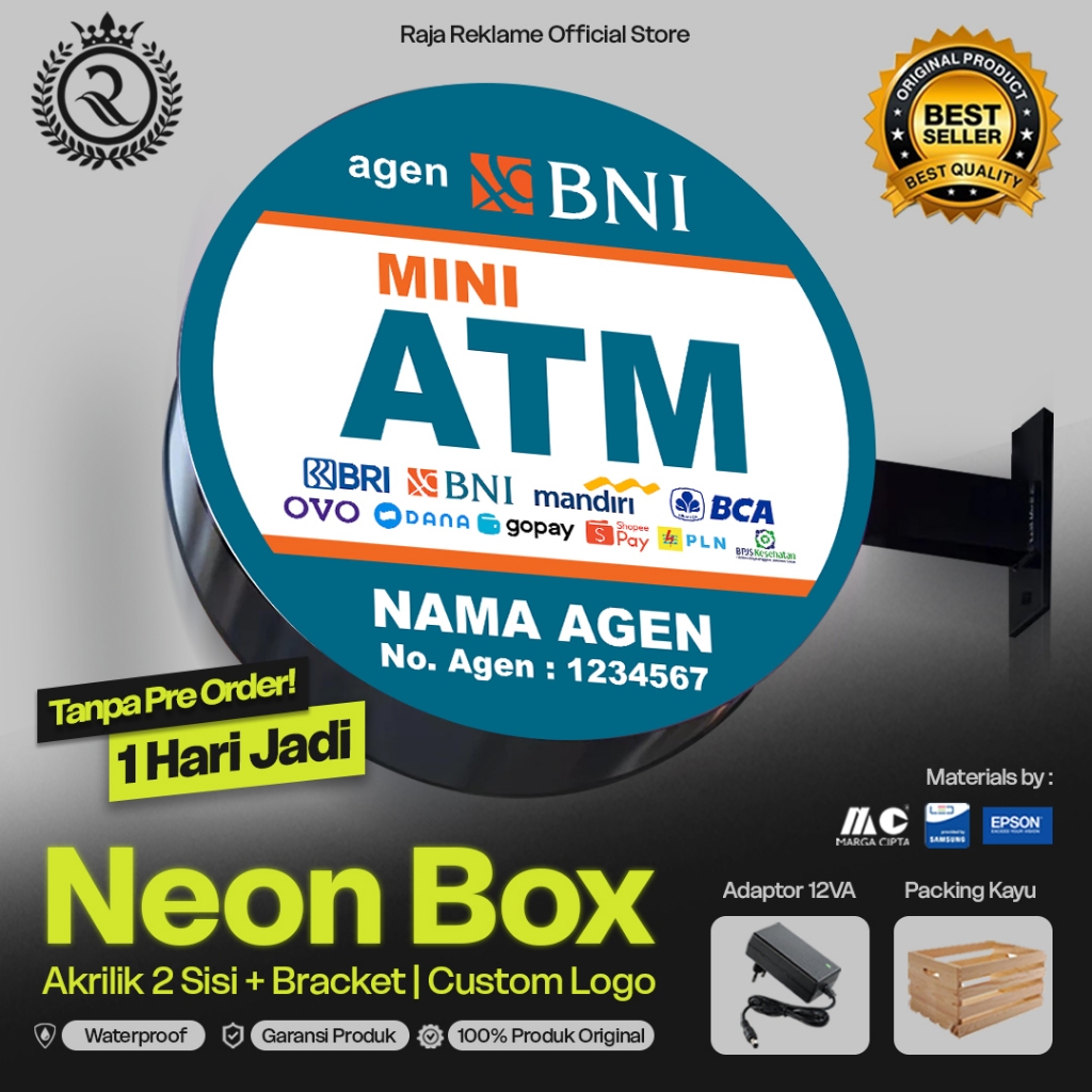 Jual Neon Box Agen BNI Siap Pasang 2 sisi | Neon Box Akrilik Outdoor ...