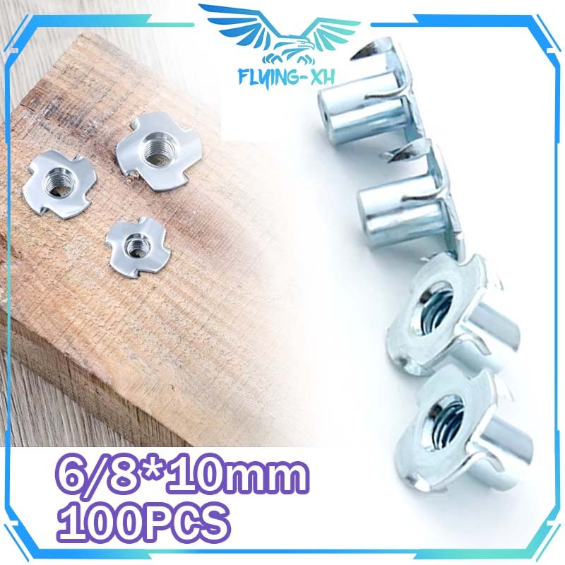 Jual Mur Cakar M6 / M8 100pcs Tee Nut M6 Mur Tanam Kayu T Nut Mur ...