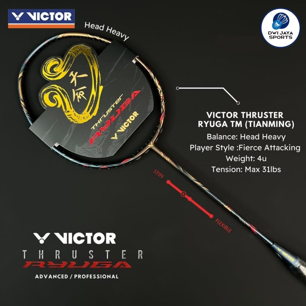 Jual New Raket Badminton Victor Thruster Ryuga Tianming C | Victor TK ...
