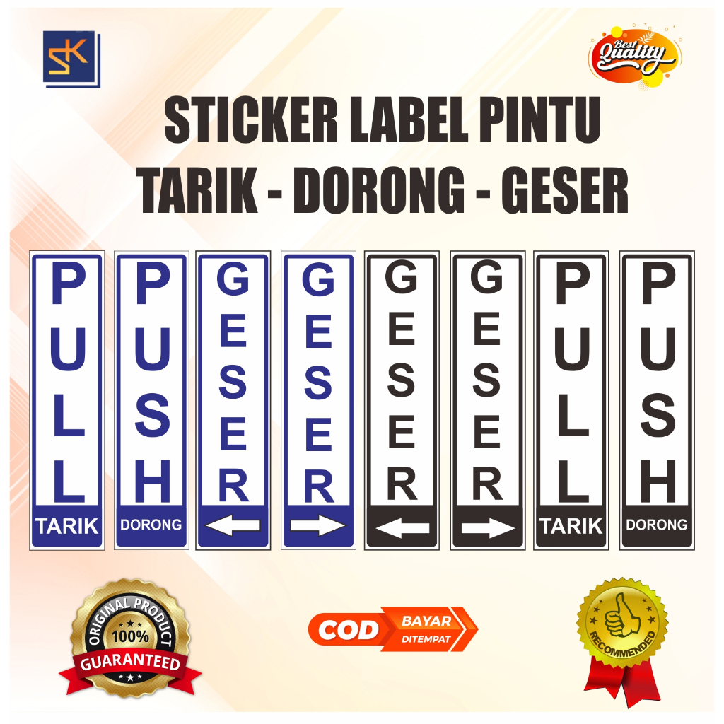 Jual Stiker Label Pintu Tarik Dorong Geser – Tanda Arah Masuk & Keluar ...