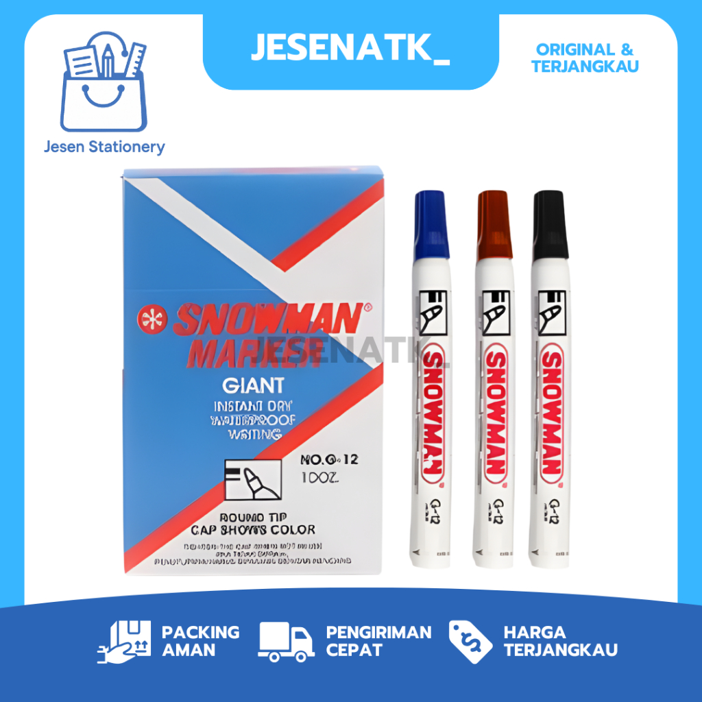Jual Snowman Permanent Marker G-12 Hitam / Biru / Merah Spidol Permanen ...