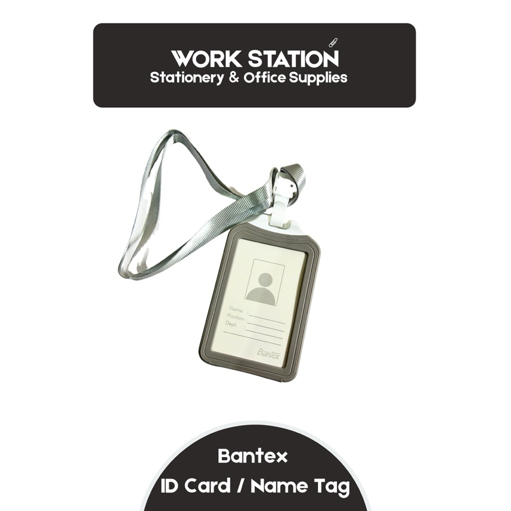 Jual Name Tag Bantex ID Card Holder / Landyard White & Grey | Shopee ...