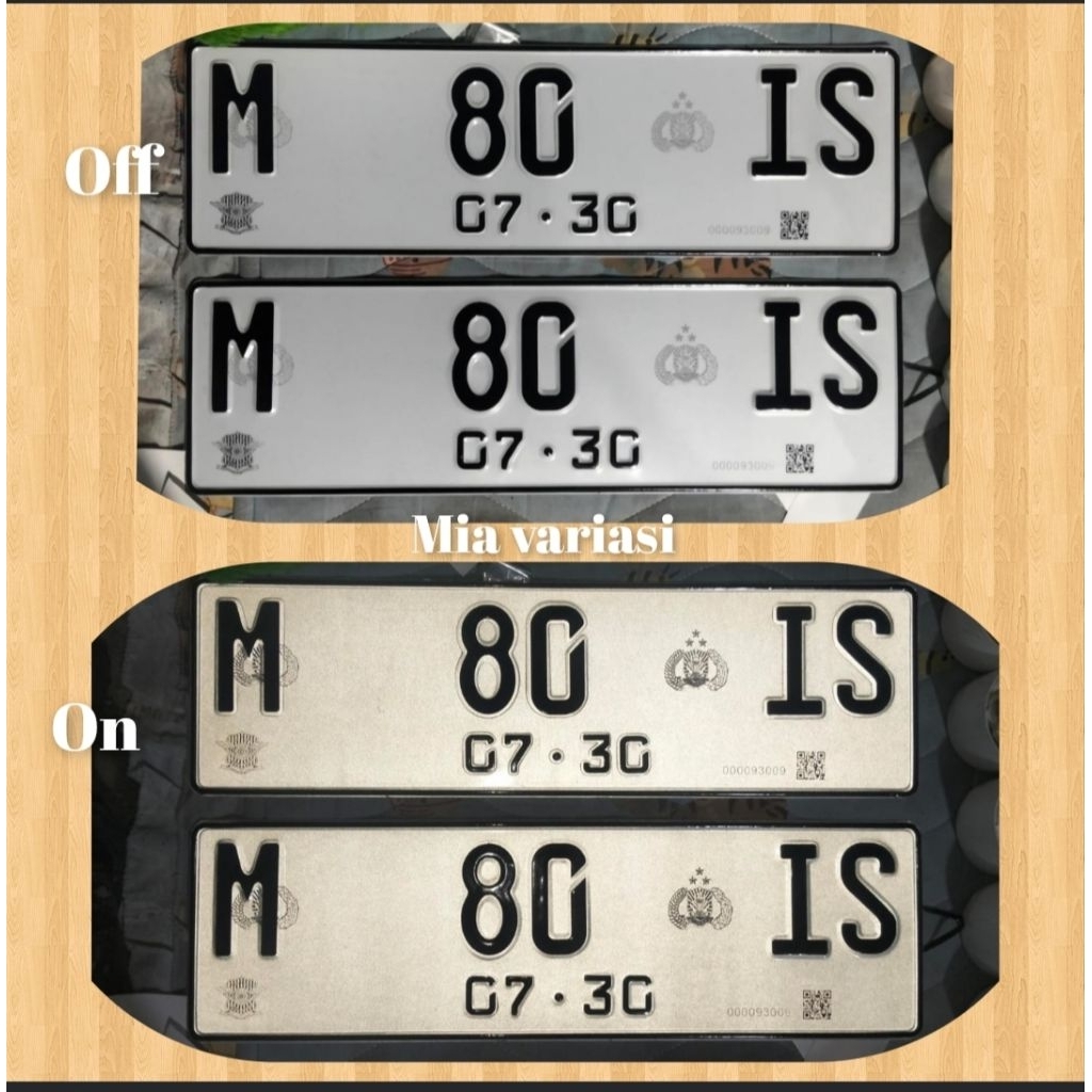 Jual Plat mobil reflektif putih barcode QR font terbaru depan belakang ...