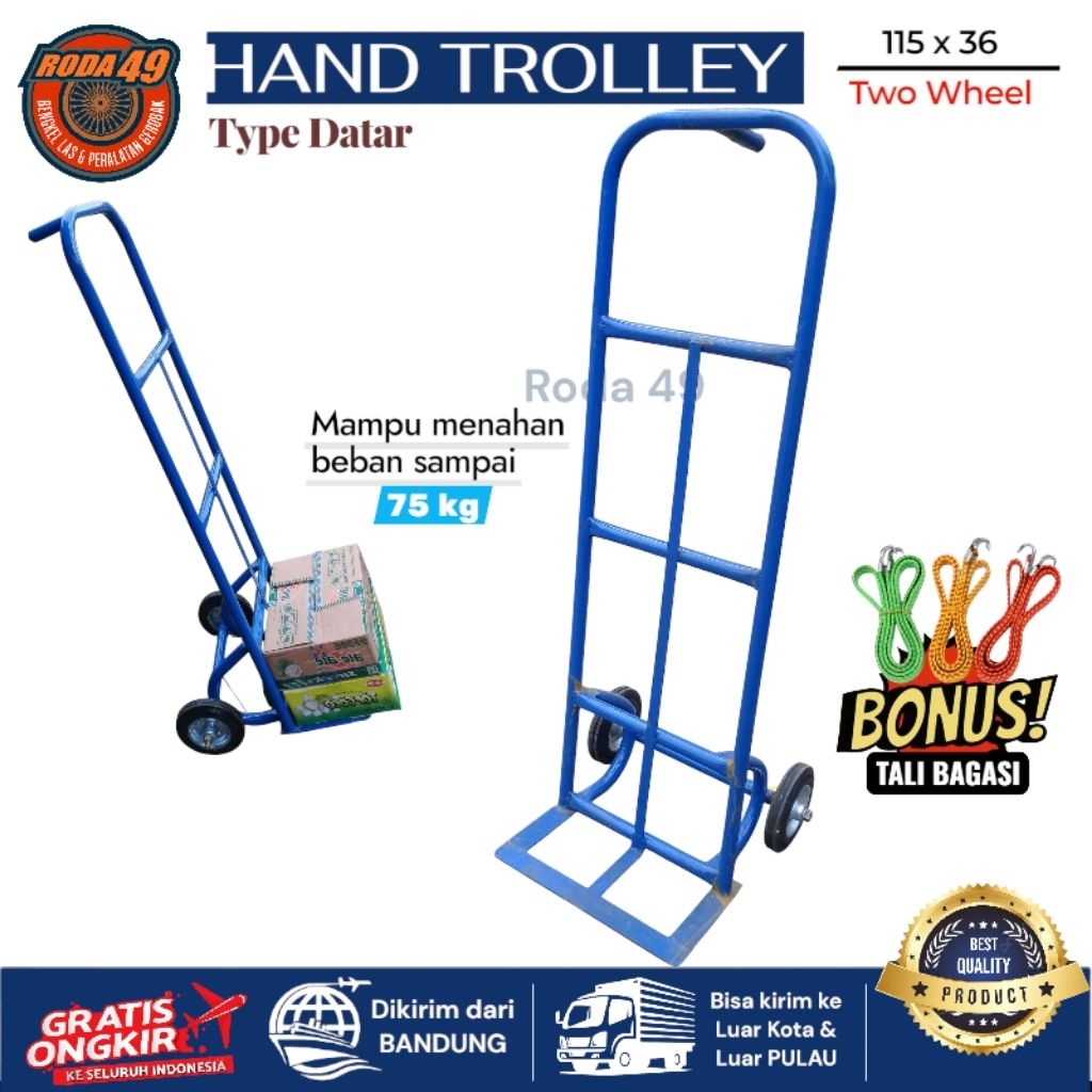 Jual Troli Barang / Hand Trolley / Troli besi kapasitas 75 kg | Shopee ...