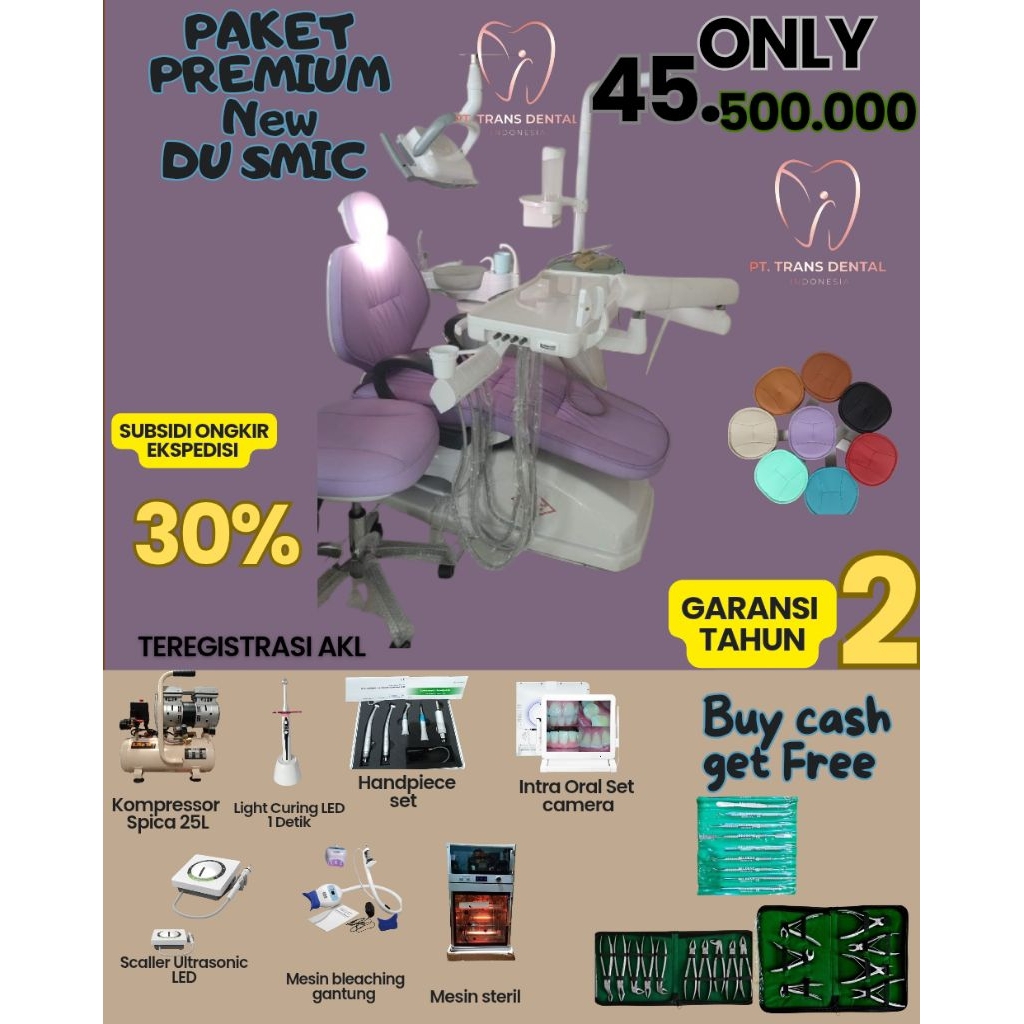 Jual NEW DENTAL UNIT SMIC PAKET PREMIUM SUPER KOMPLETE TEREGISTRASI AKL ...
