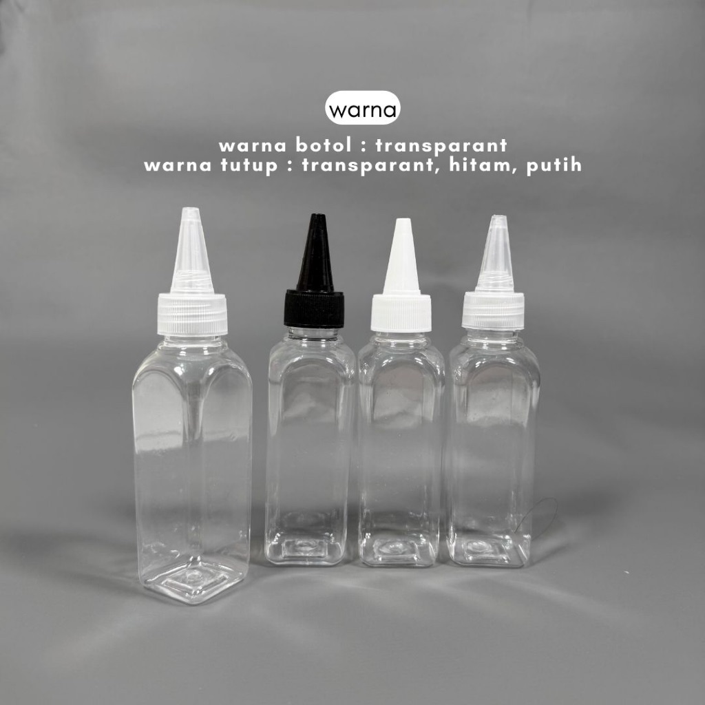 Jual botol PET kotak 100 ml tutup kerucut , botol tinta, botol cairan ...