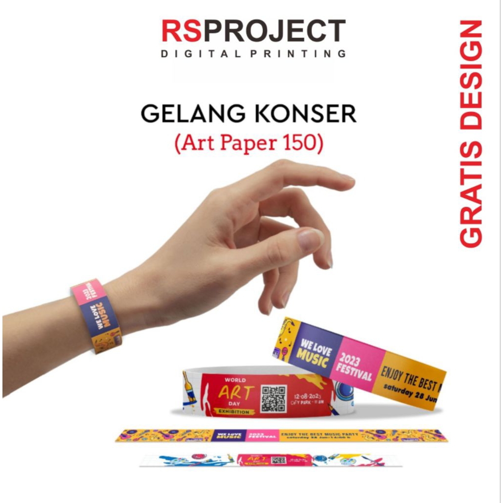 Jual CUSTOM TIKET GELANG TANGAN KONSER ACARA DLL (1 HARI BERES ...