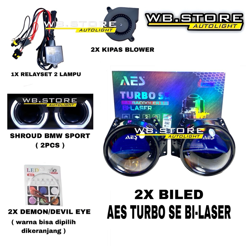 Jual PAKETAN BILED AES TURBO SE ULTRA BI-LASER 3 INCH 75 WATT AES TURBO ...