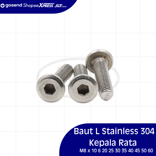 Jual BAUT JCBC STAINLESS STEEL M8 X 12 16 20 25 30 35 40 45 50 60 70 80 90 mm | Shopee Indonesia