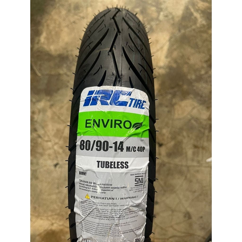 Jual BAN MATIC DEPAN TUBELESS MERK IRC UKURAN 80/90-14 motif ENVIRO ORI ...