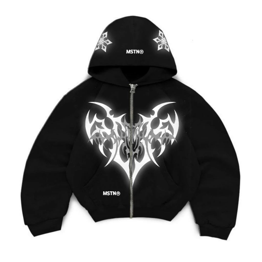 Jual MoshingTown - Hoodie Zipper Boxy Oversized BASTARD BLACK Sablon ...
