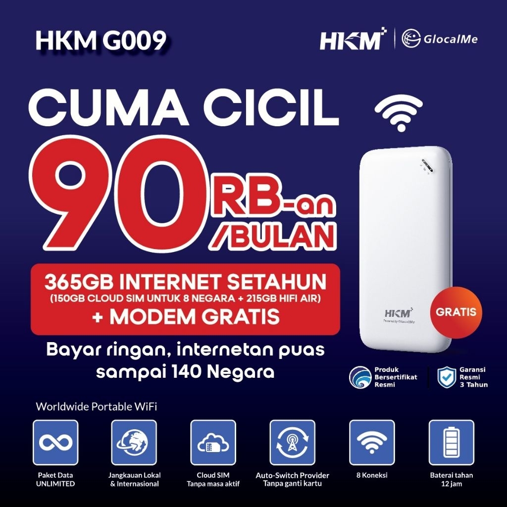 Jual MIFI 4G UNLIMITED HKM Glocalme G009 Modem Wifi 4G UNLOCK ALL ...