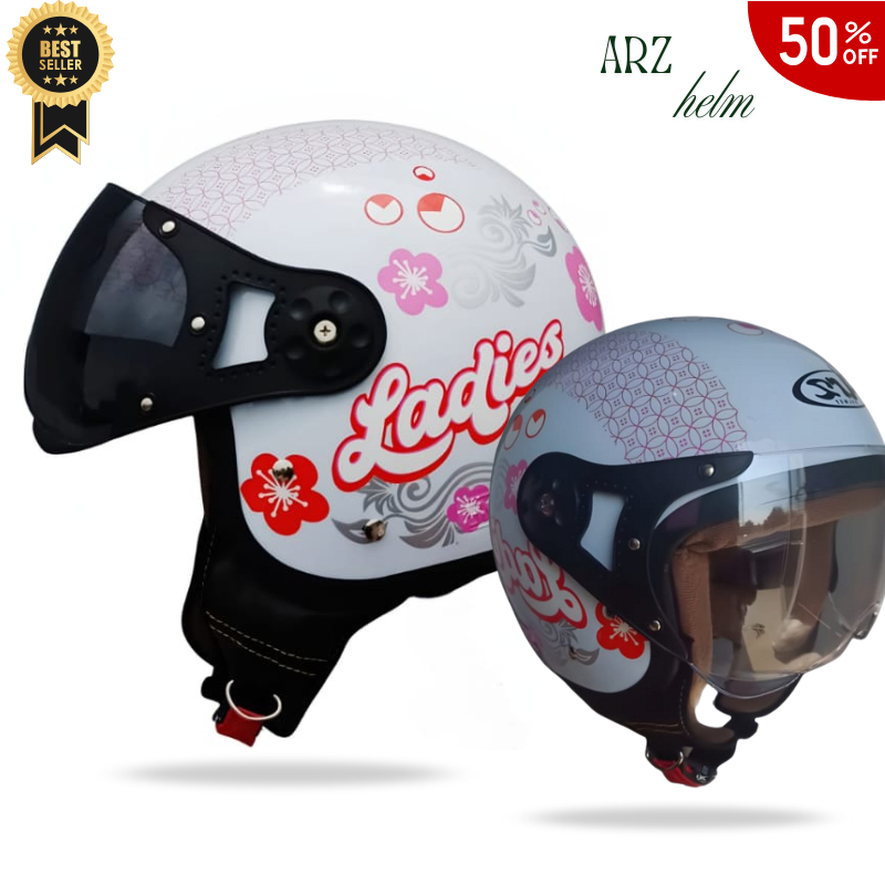 Jual Helm ARZ - Hijab Friendly Half Face Fantasy Helem Wanita Cepol SNI ...