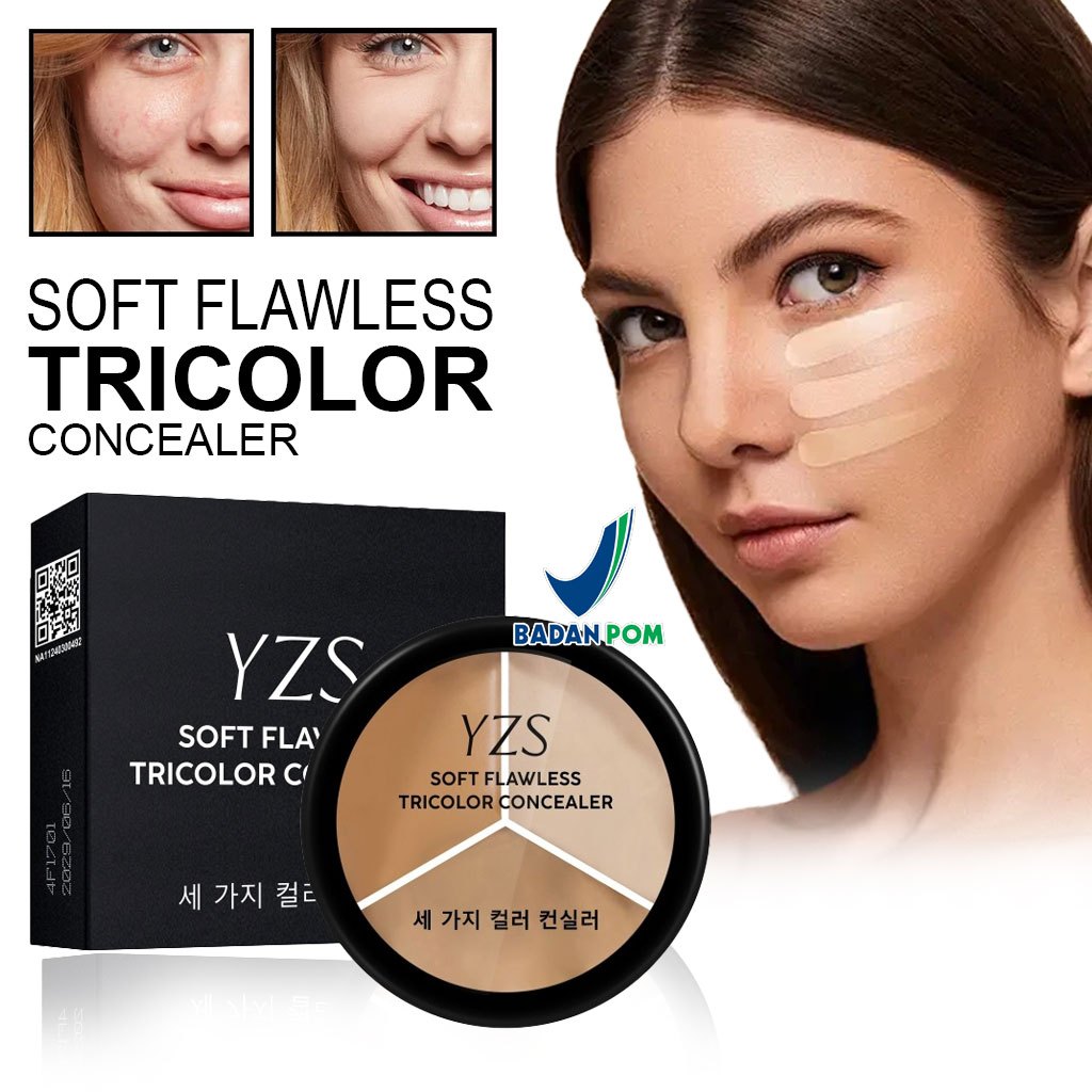 Jual YZS Tricolor Concealer 3in1 Contour Corrector Makeup Natural Tahan ...