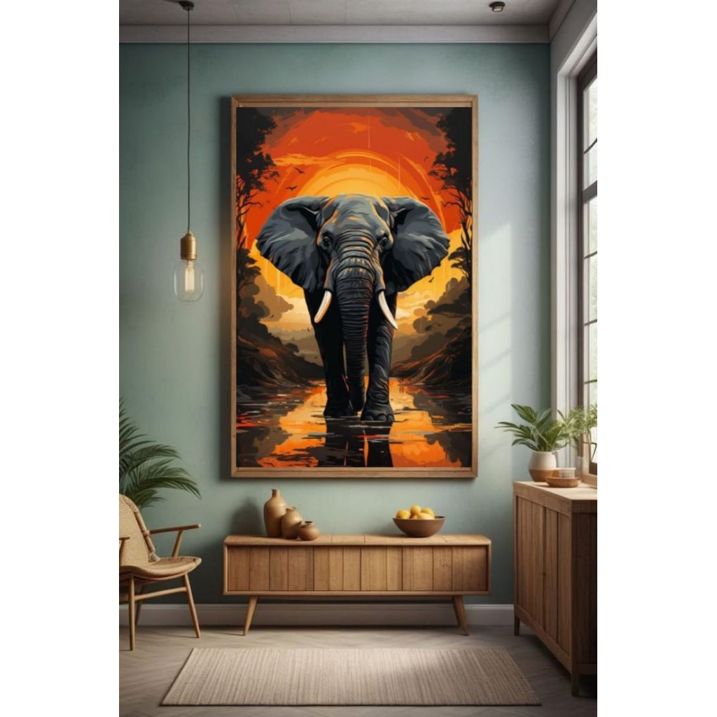 Jual POSTER CETAK, LUKISAN GAJAH, hiasan dinding, Lukisan cetak ...