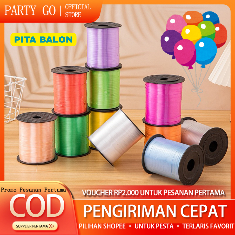 Jual Pita Balon Warna Warni Pesta Ulang Tahun Tali Balon | Shopee Indonesia