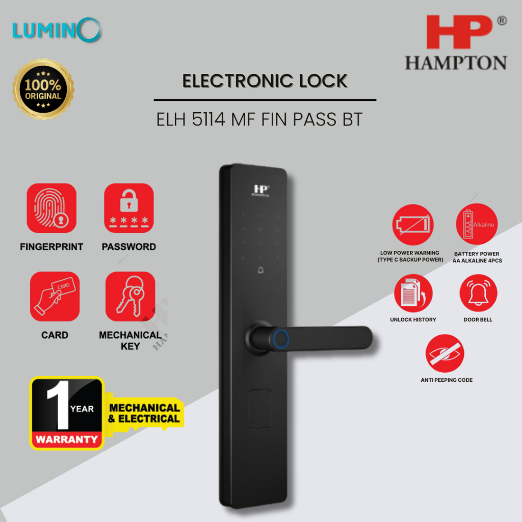 Jual Hampton - Smart Electronic Lock Bluetooth Pintu Kayu Digital ...
