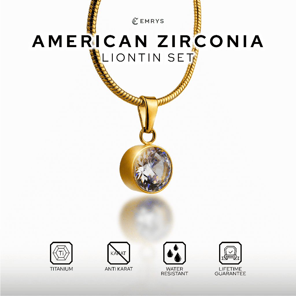Jual BUY 1 FREE 1 GIFT Emrys Liontin Set AMERICAN ZIRCONIA Kalung ...