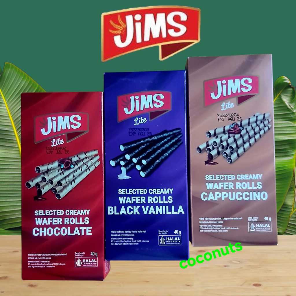Jual Jims Waffer Rools Black Vanilla / Chocolate / Cappucino 1 Pack isi ...