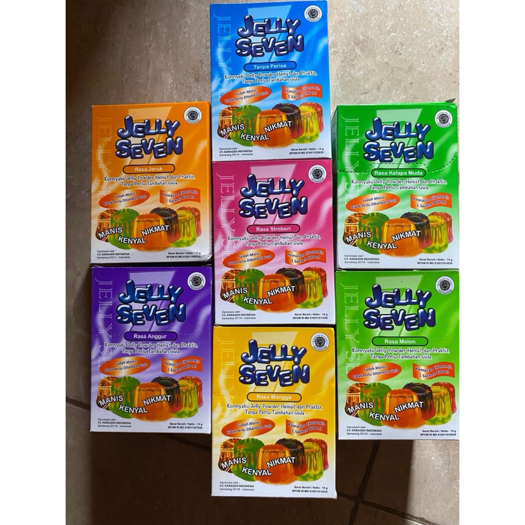 Jual Agar Agar Jeli Seven 1 Box (12pcs) Sudah Manis Rasa Buah 14gr Bisa ...