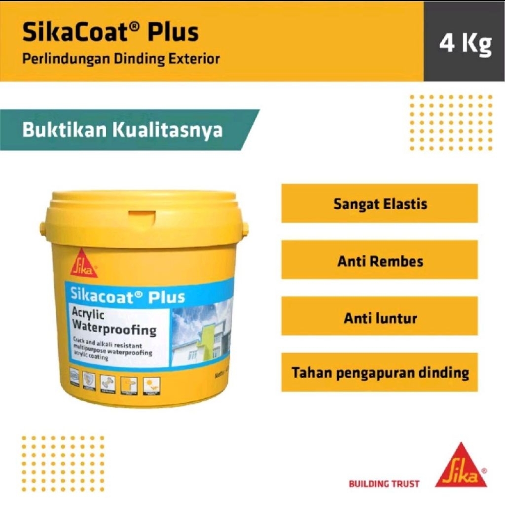 Jual Sika Coat Plus Cat Waterproofing Pelapis Anti Bocor Dinding @4kg ...
