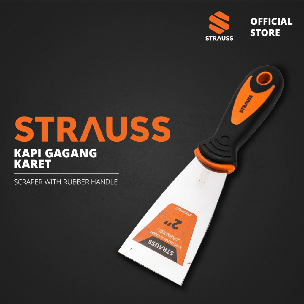 Jual STRAUSS Kapi Gagang Karet / Kape Dempul Baja Anti Karat / Scraper ...