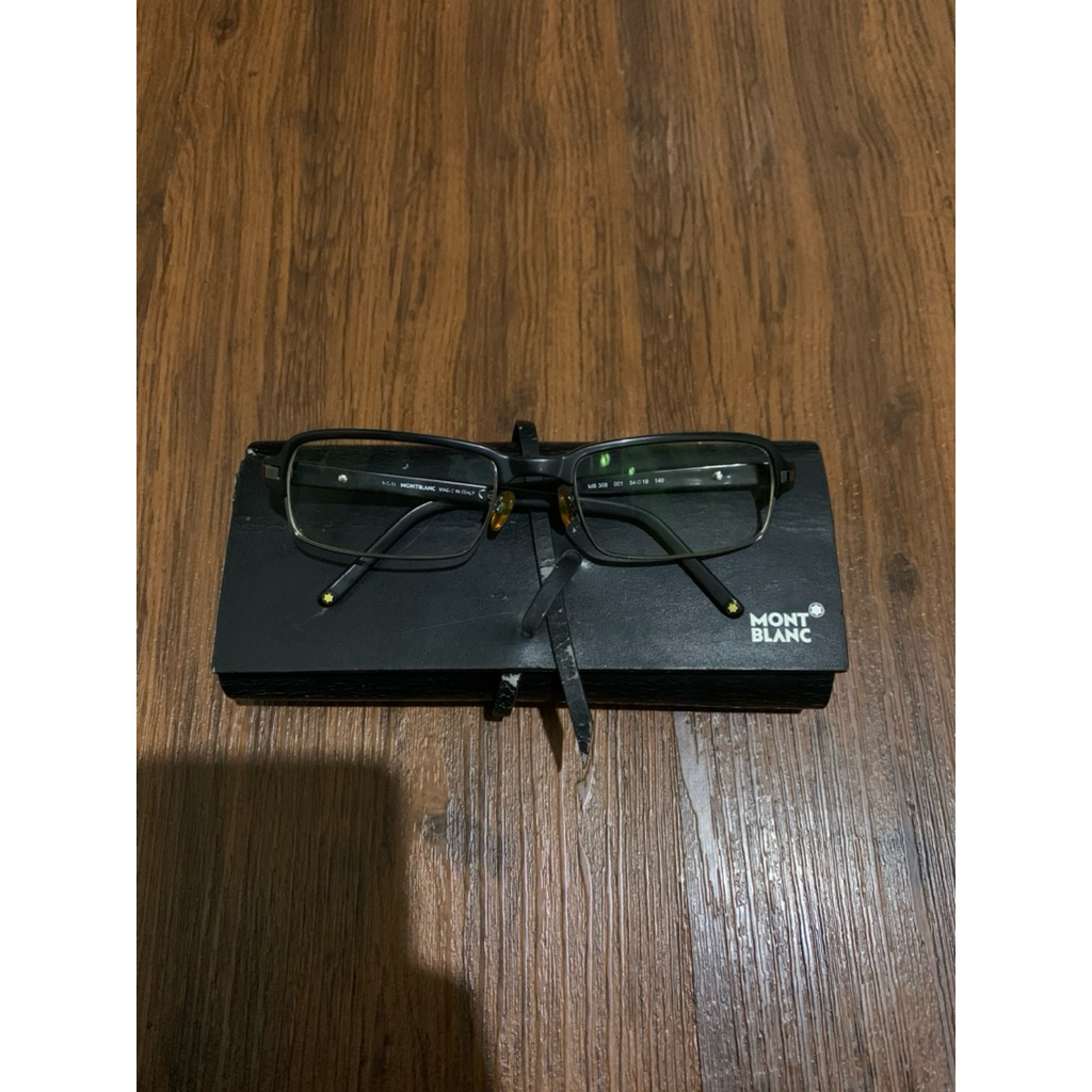 Jual Kacamata Mont blanc 0308 black titanium authentic preloved | Shopee Indonesia
