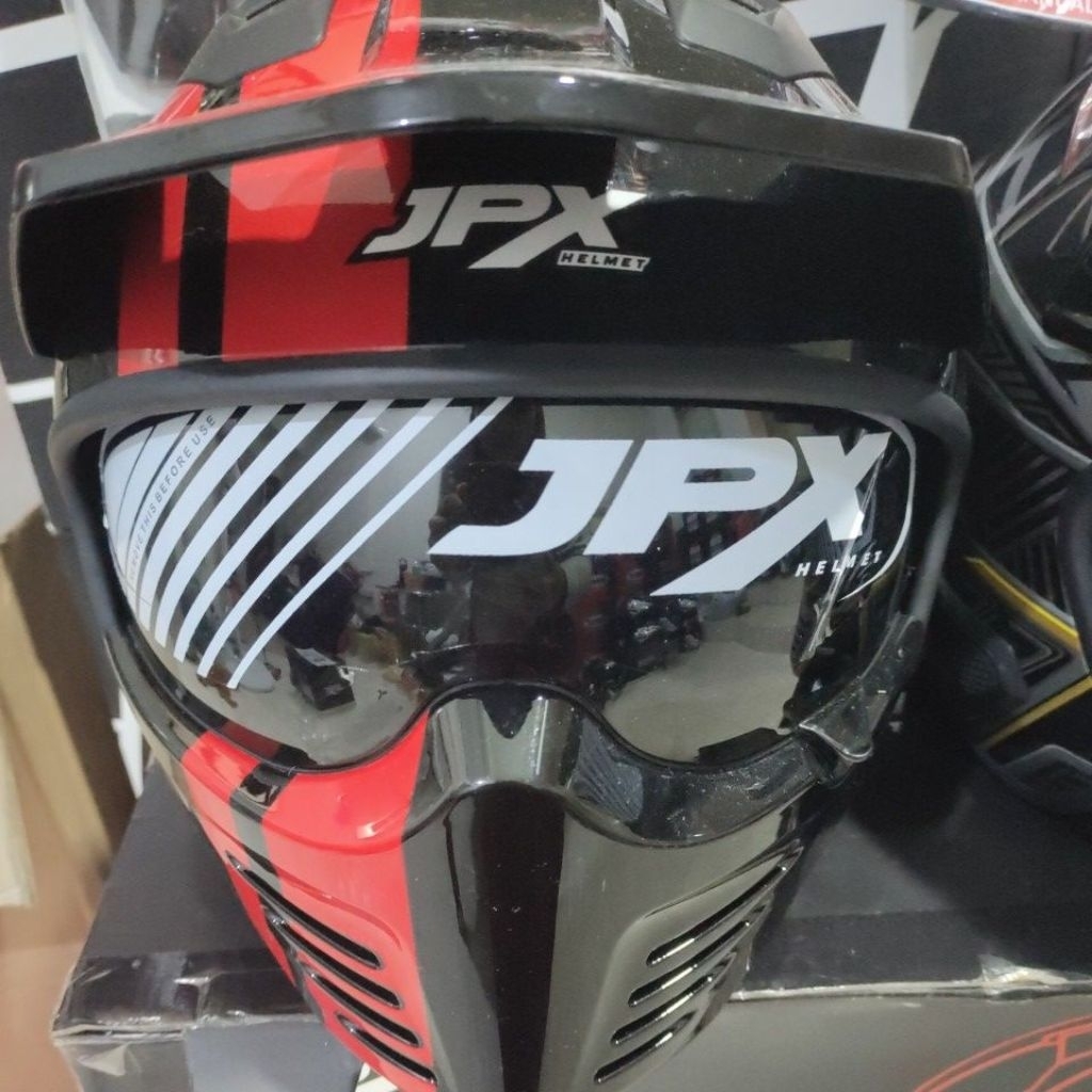 Jual HELM PALING MURAH/ HELM JPX MX 726R - super Black red | Shopee ...