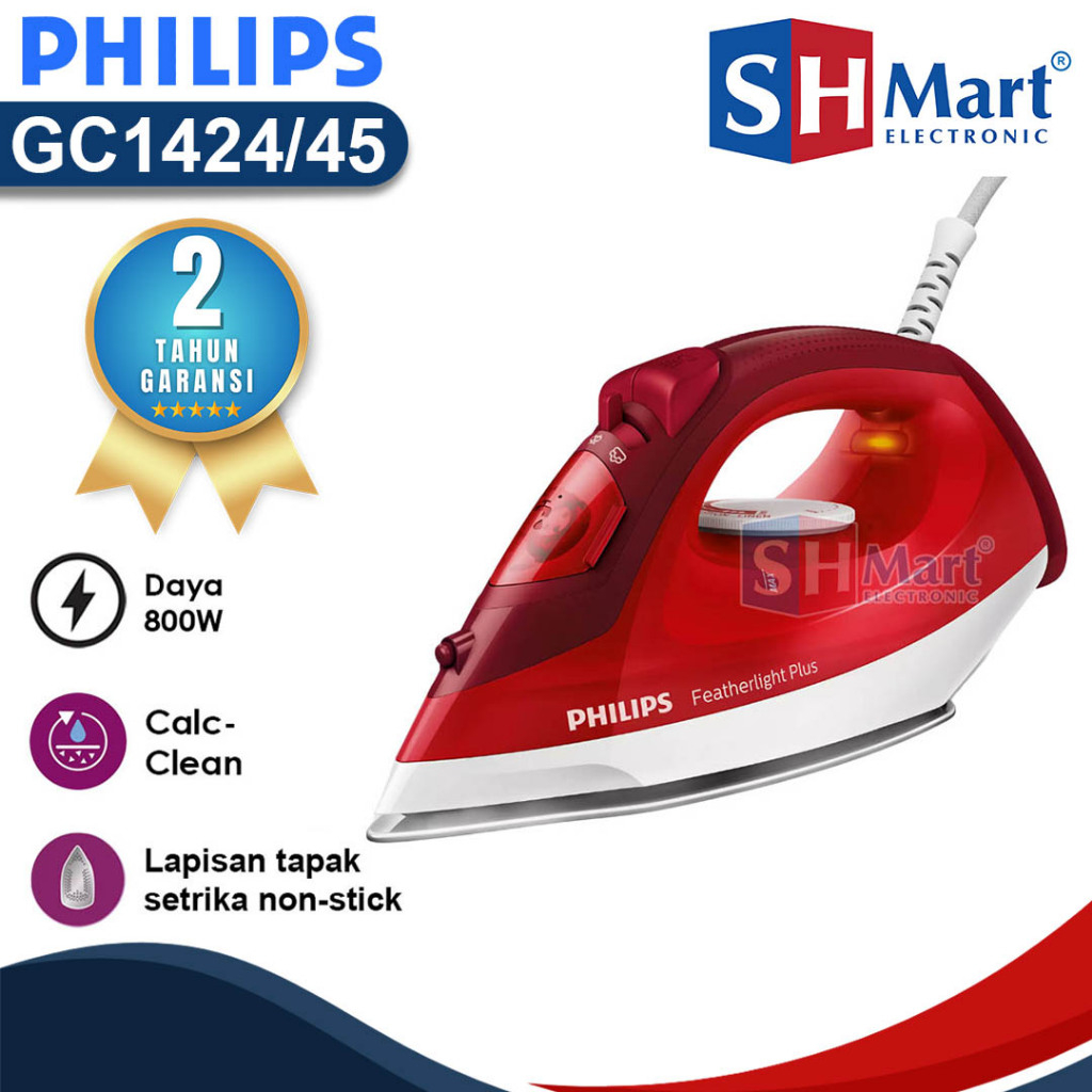 Jual SETRIKA UAP PHILIPS GC1424/45 STEAM IRON ANTI LENGKET GC1424 ...