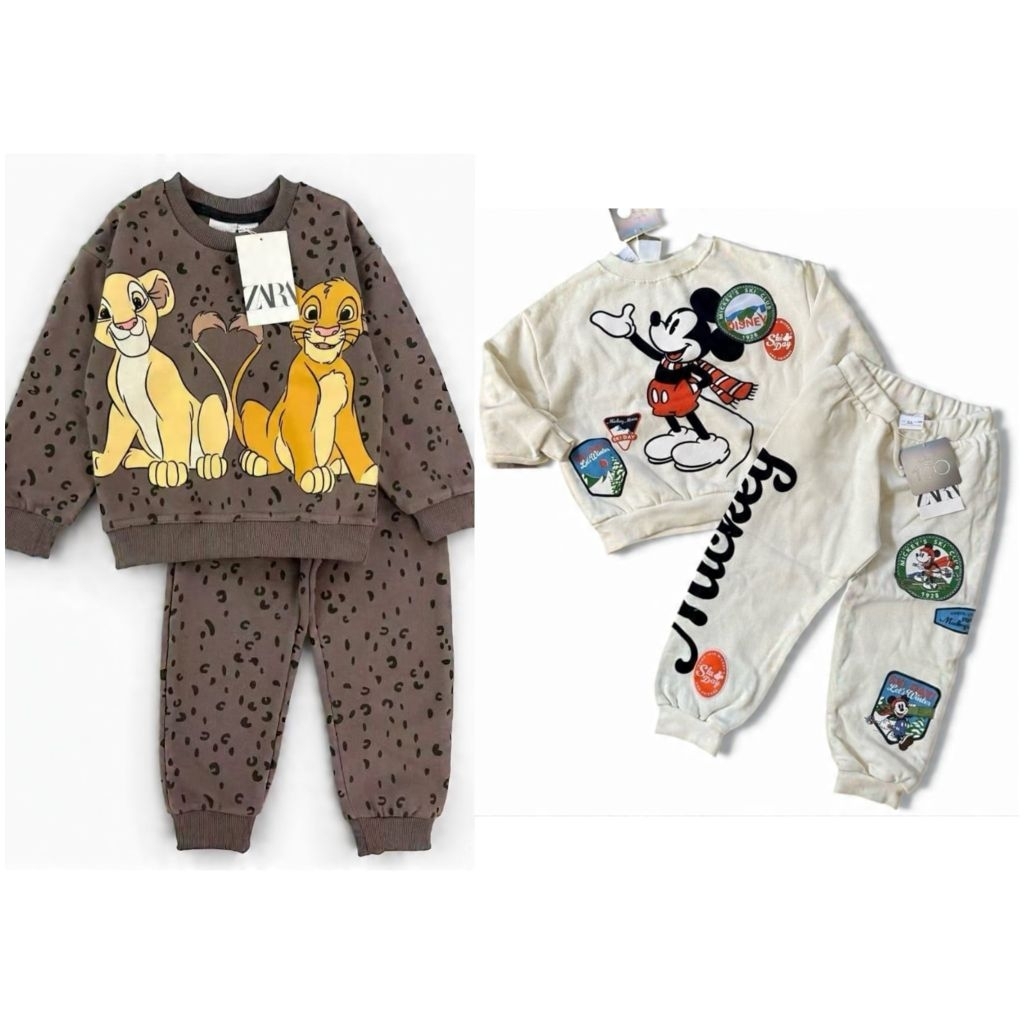 Jual Set Sweater Joger ZARA Disney Lion King Leopard Mickey Mouse Biru ...
