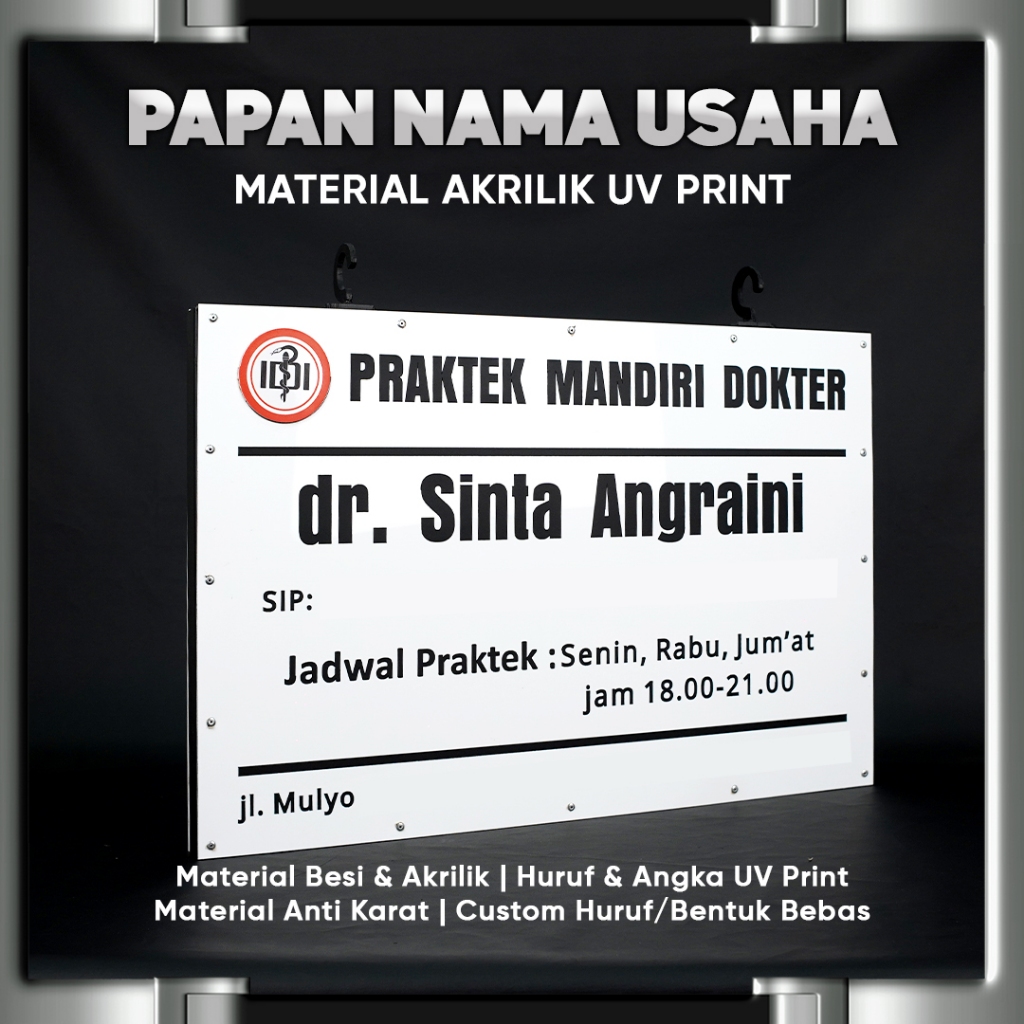 Jual Papan Nama Praktek Dokter Bidan Tenaga Kesehatan Medis Klinik ...