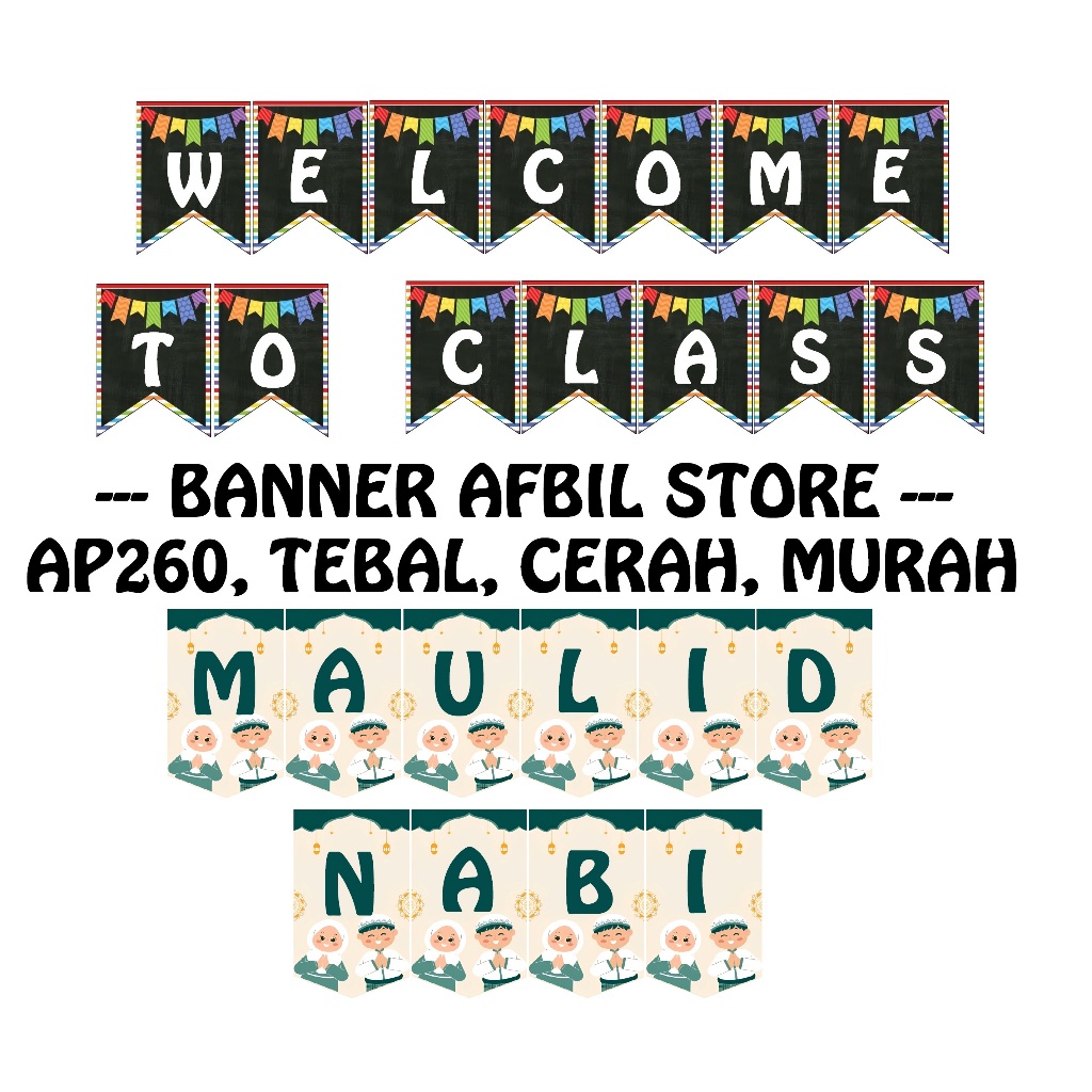 Jual Banner Welcome To Class Selamat Datang / Dekorasi Hiasan Kelas SD ...