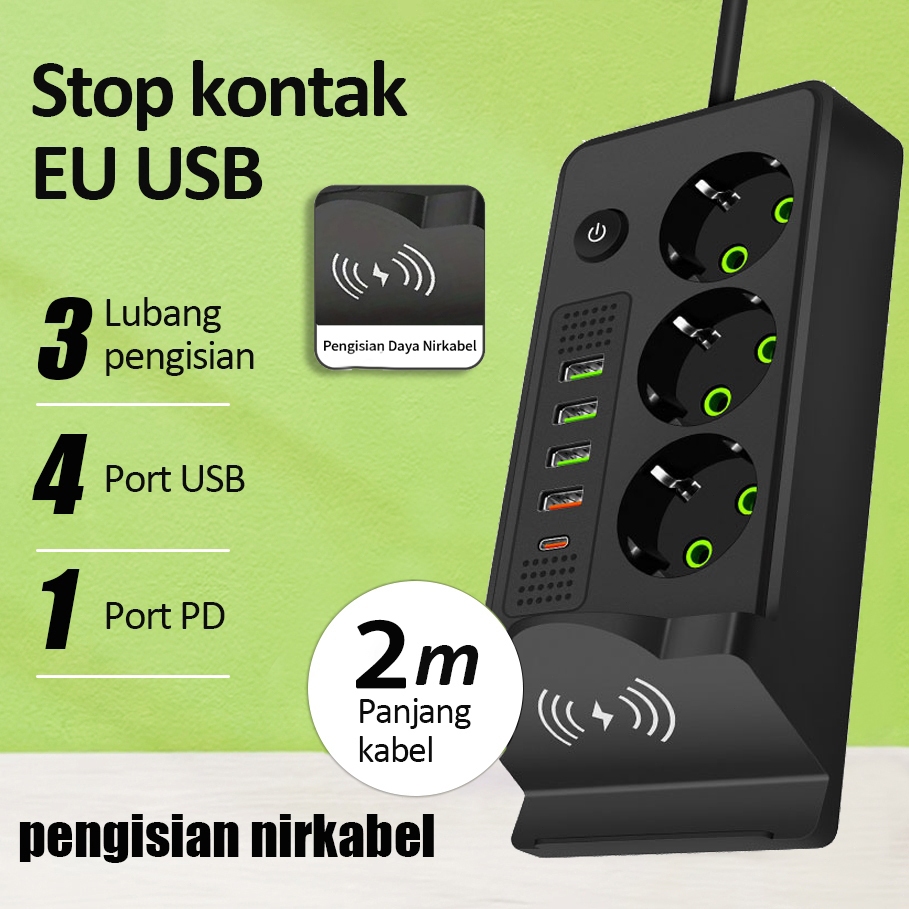 Jual Power Strip Power Socket Charger Stop Kontak Usb Charger 2Meter ...