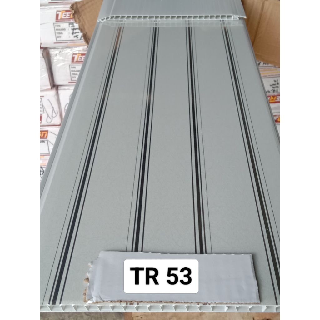 Jual promo perdus plafon PVC putih motif garis glossy 7mm TR-53 (15 ...
