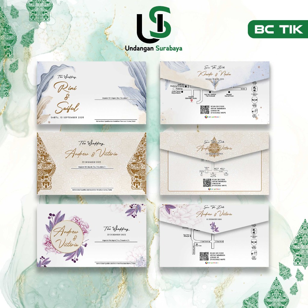 Jual Undangan Surabaya Undangan Pernikahan Brief Card Bentuk Semi ...