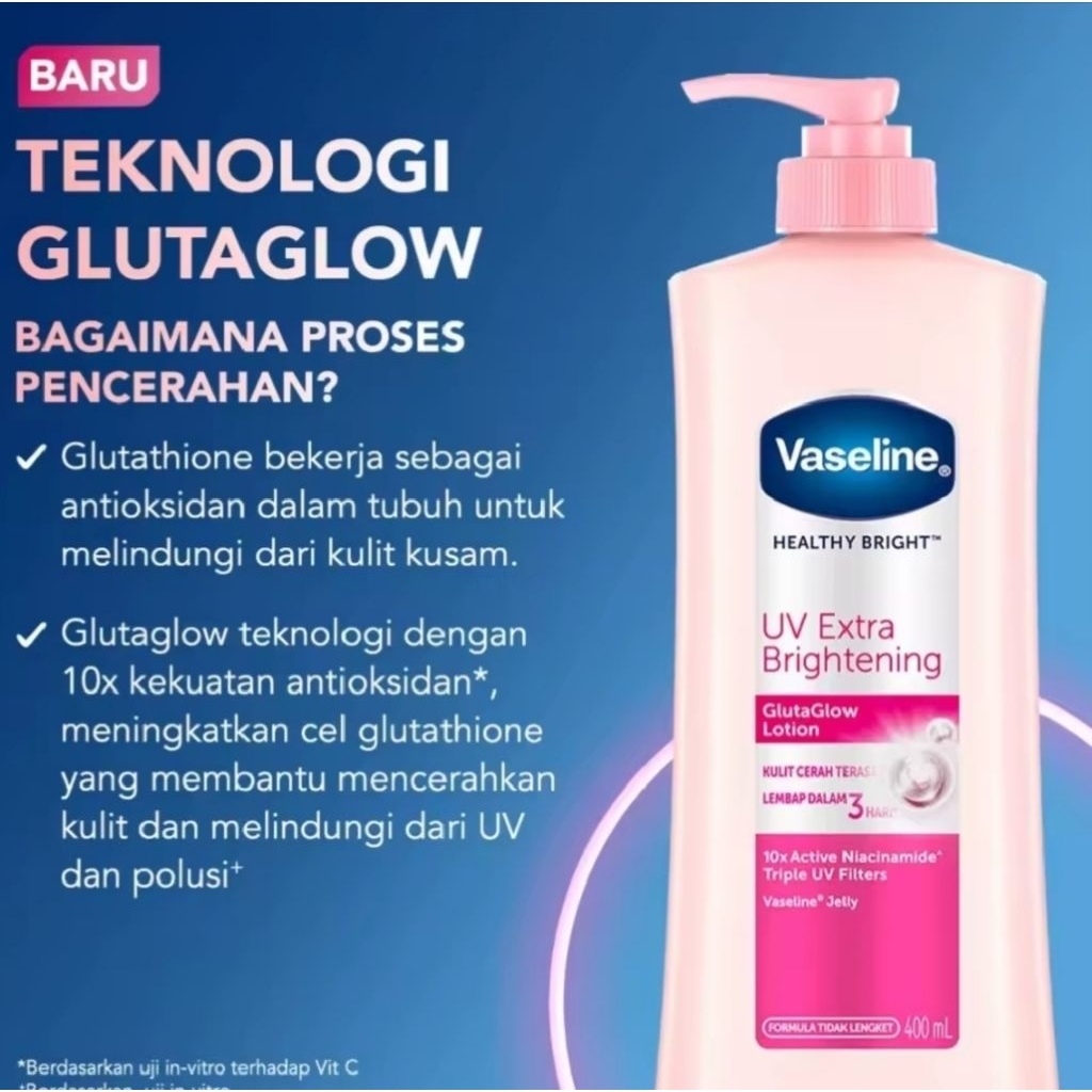 Jual Vaseline healthy extra brightening gluta glow hand body lotion 400 ...
