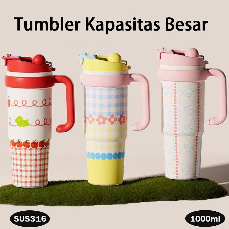 Jual COD Tumbler Stainless Steel Vacuum 1000ml - Botol Minum Portable ...