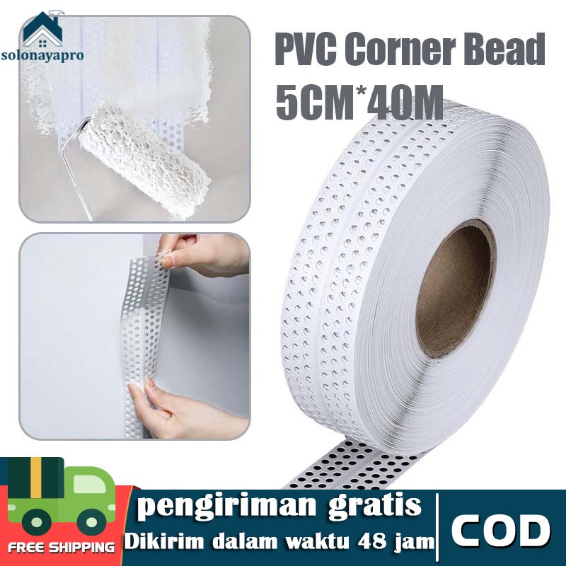 Jual Corner Bead PVC Lakban Plester Drywall 40m 5cm Lakban Sambungan ...