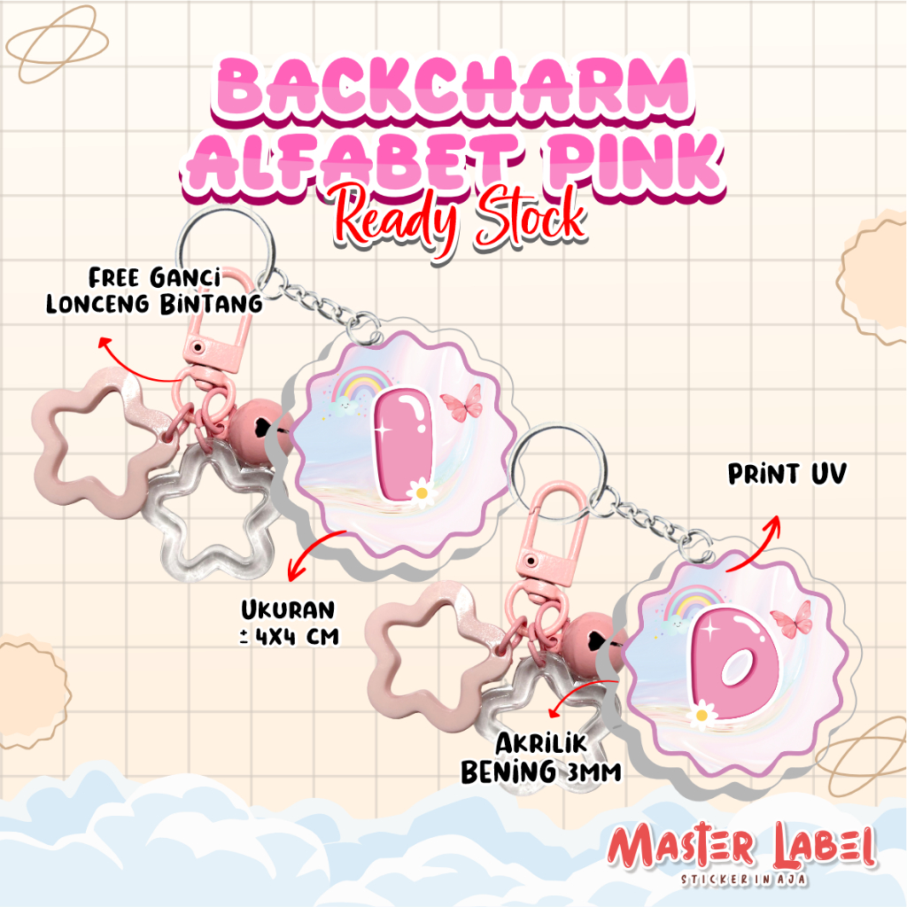 Jual Bag Charm Acrylic Alfabet Cute Lucu Ganci Inisial Huruf Alphabet ...