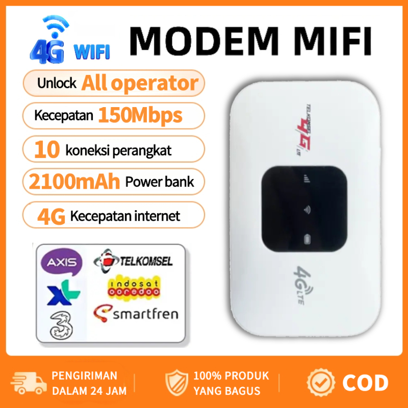 Jual Modem WiFi 4G All Operator SIM card 150Mbps / 2100mAh Pocket Wifi ...