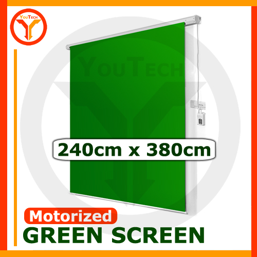 Jual Layar Green Screen Motorized 240cm x 380cm Remote Otomatis ...