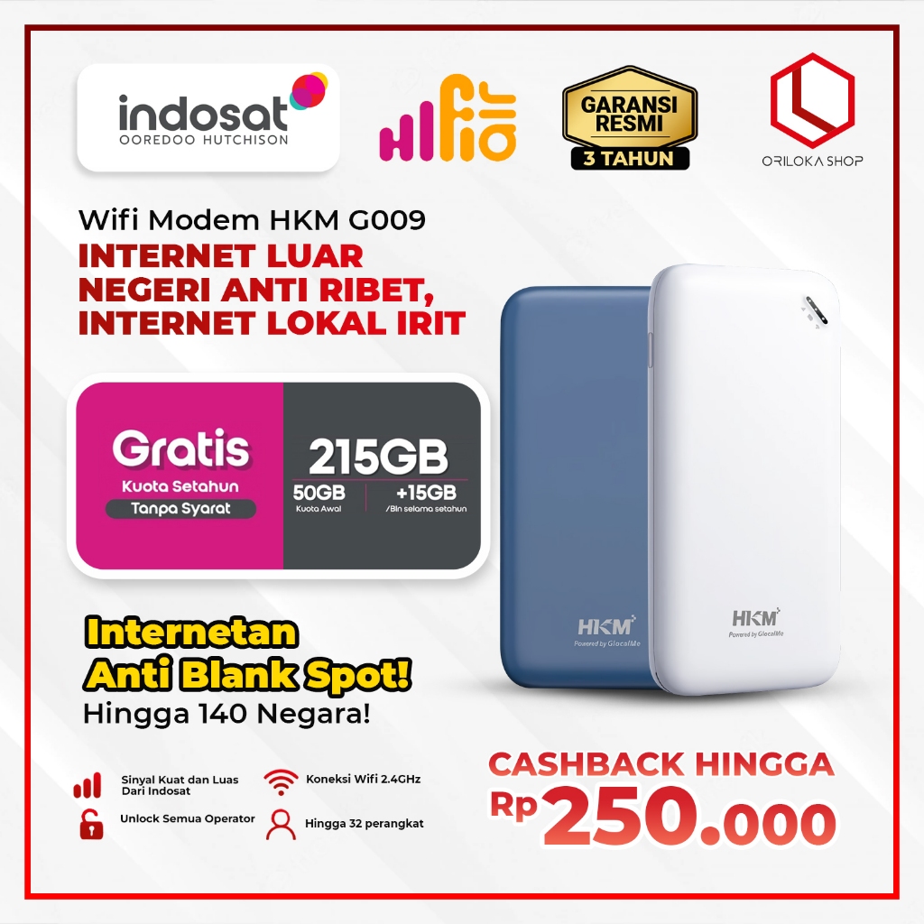 Jual Modem Mifi Indosat HiFi Air HKM G009 Worldwide Portable Wifi ...