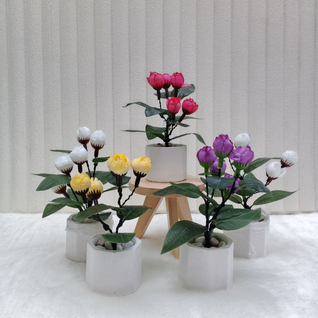 Jual Bunga Mawar Kuncup Artificial - Pot Minimalis Dekorasi Tanaman ...